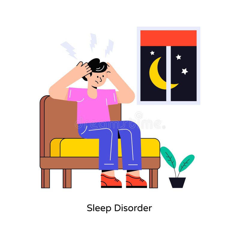 Sleep Disorder Flat Style Design Vector Illustration. Stock ...