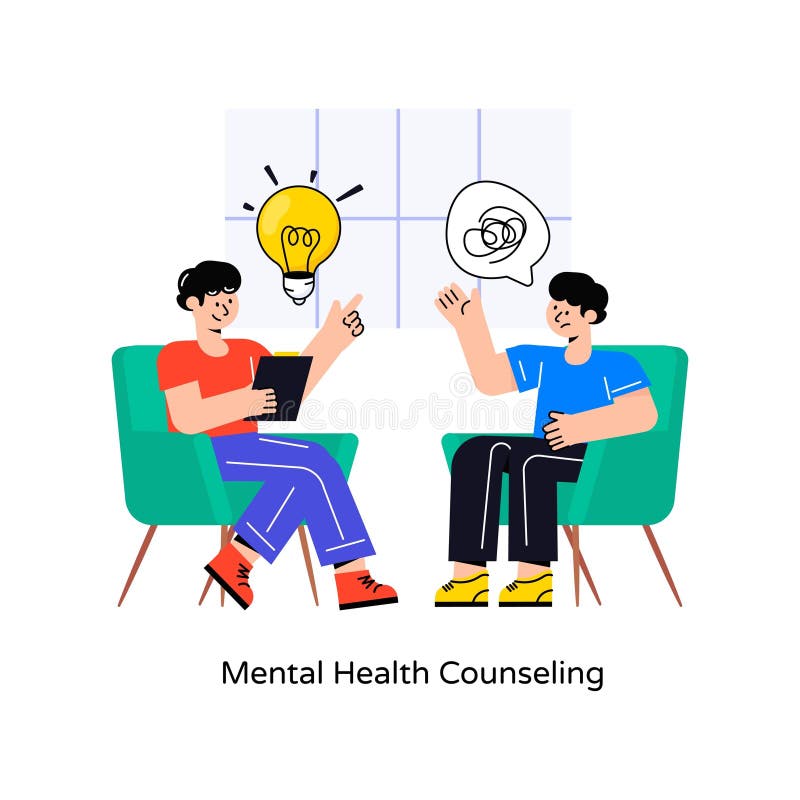 Mental Health Counseling Flat Style Design Vector Illustration. Stock ...