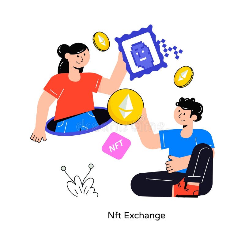 Nft Exchange Flat Style Design Vector Illustration. Stock Illustration ...