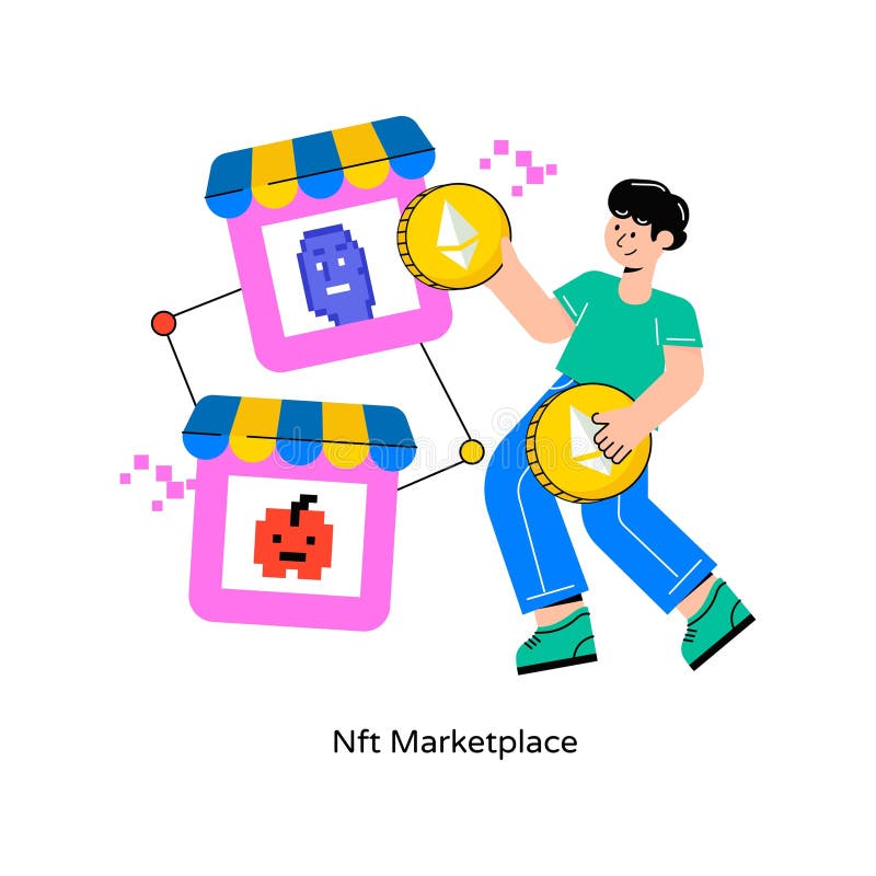 Nft Marketplace Flat Style Design Vector Illustration. Stock ...