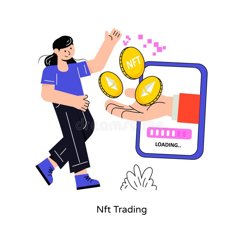 Nft Trading Flat Style Design Vector Illustration. Stock Illustration ...