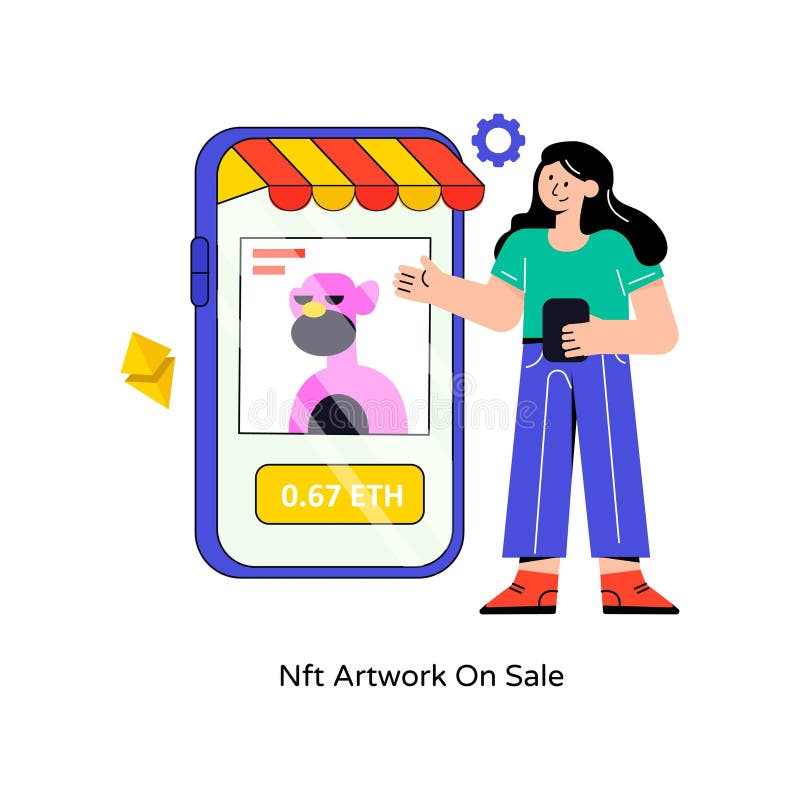 Nft Artwork on Sale Flat Style Design Vector Illustration. Stock ...