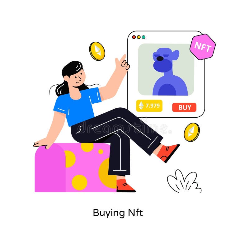 Buying Nft Flat Style Design Vector Illustration. Stock Illustration ...