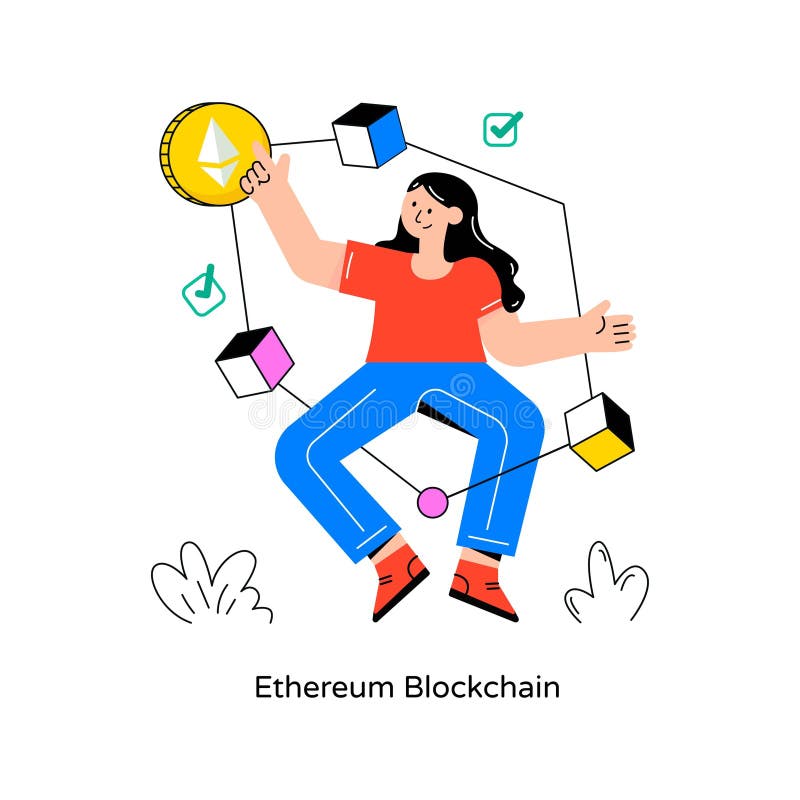 Ethereum Blockchain Flat Style Design Vector Illustration. Stock ...