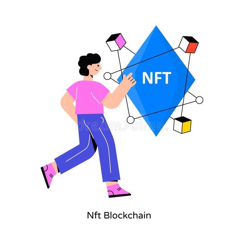 Nft Blockchain Flat Style Design Vector Illustration. Stock ...