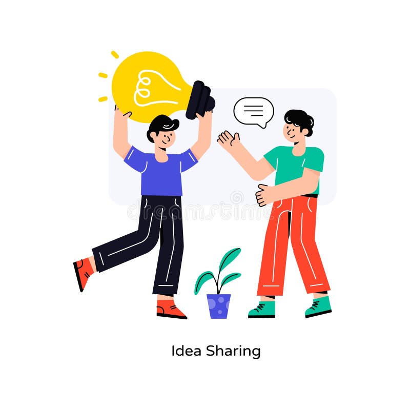 Idea Sharing Flat Style Design Vector Illustration. Stock Illustration ...