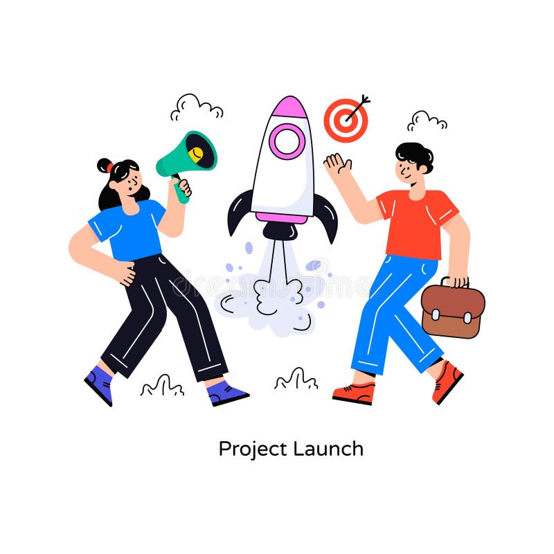 Project Launch Flat Style Design Vector Illustration. Stock ...