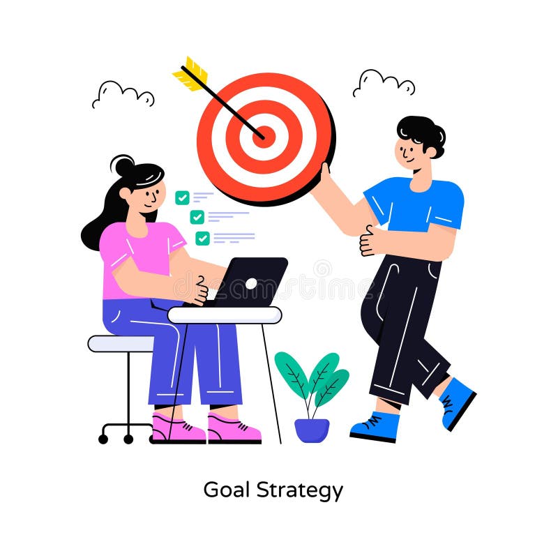 Goal Strategy Flat Style Design Vector Illustration. Stock Illustration ...