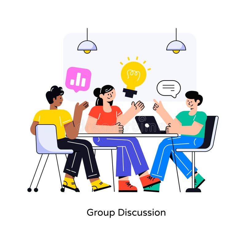 Group Discussion Flat Style Design Vector Illustration. Stock ...