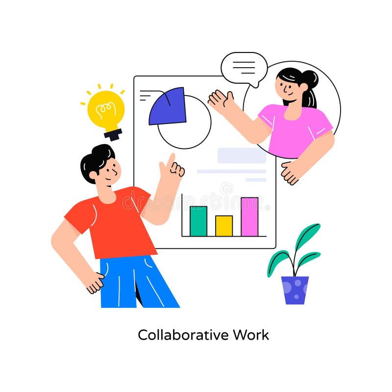 Collaborative Work Flat Style Design Vector Illustration. Stock ...