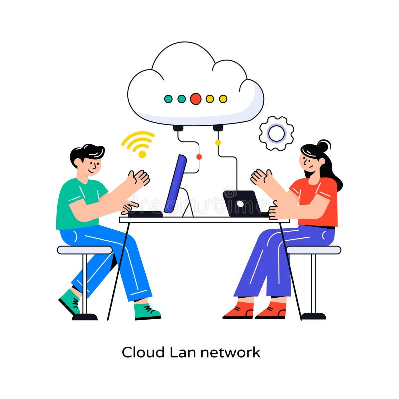 Cloud Lan Network Flat Style Design Vector Illustration. Stock ...