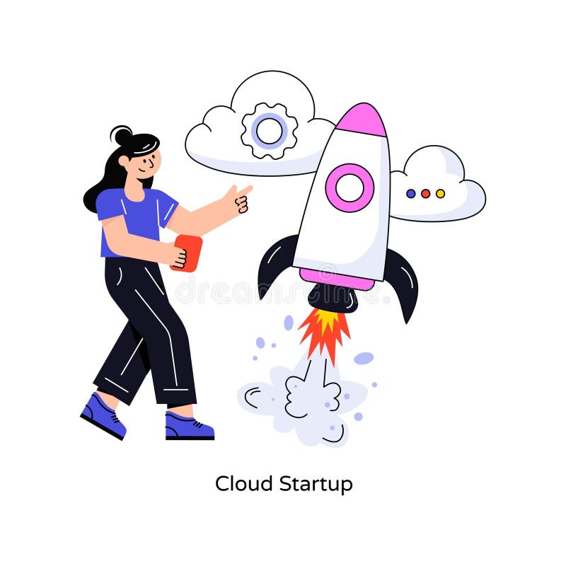 Cloud Startup Flat Style Design Vector Illustration. Stock Illustration ...