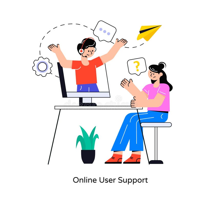 Online User Support Flat Style Design Vector Illustration. Stock ...