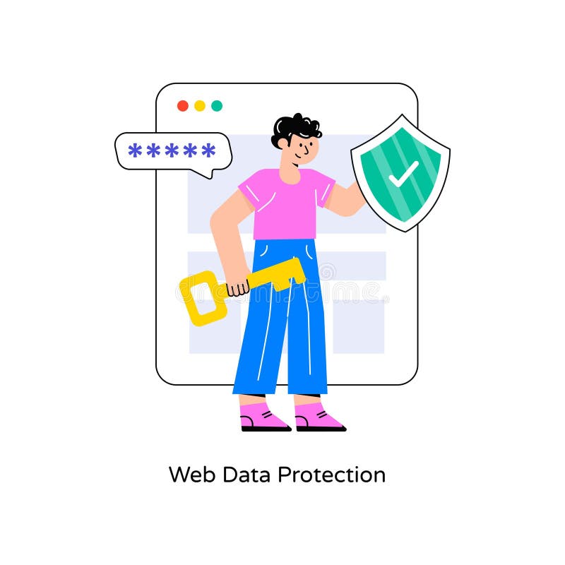 Web Data Protection Flat Style Design Vector Illustration. Stock ...