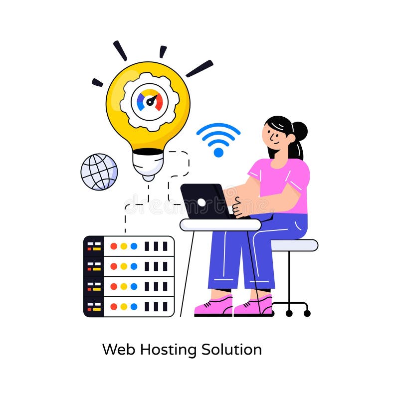 Web Hosting Solution Flat Style Design Vector Illustration. Stock Illustration Stock Vector ...