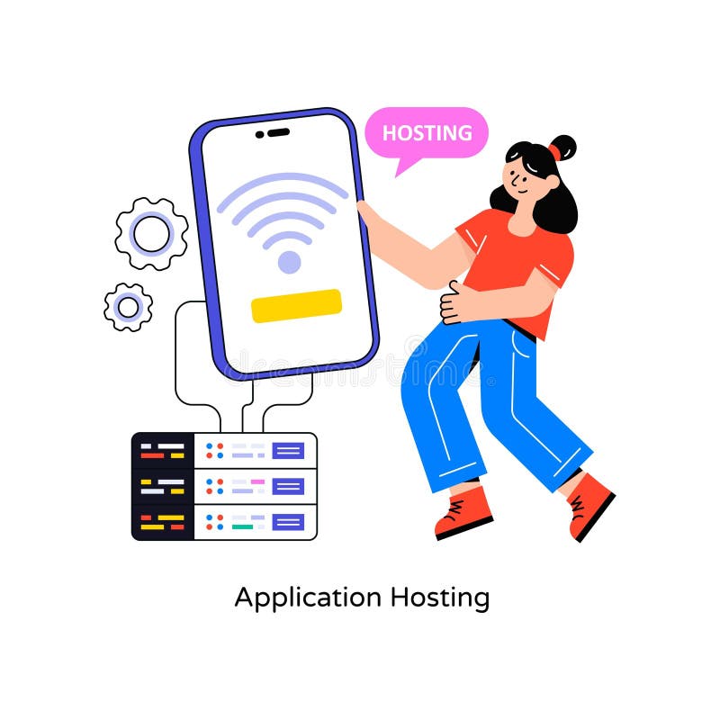 Application Hosting Flat Style Design Vector Illustration. Stock ...