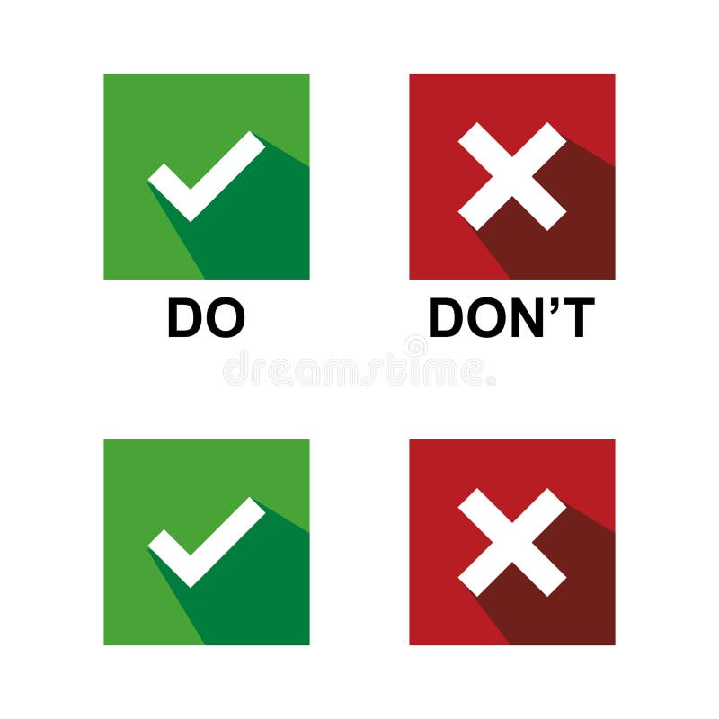 Set of Do and Don T Vector Illustration Button Choice. Suitable for ...