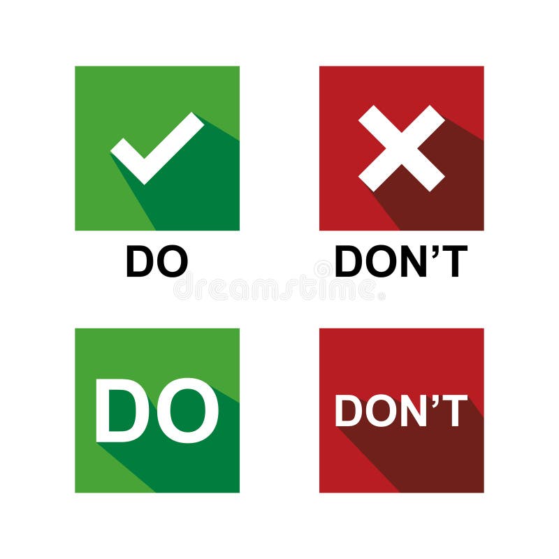 Set of Do and Don T Vector Illustration Button Choice. Suitable for ...