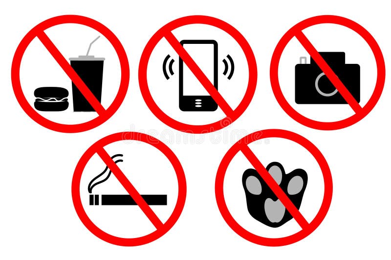 Prohibition Signs, Vector Icons on Different Topics Stock Vector ...