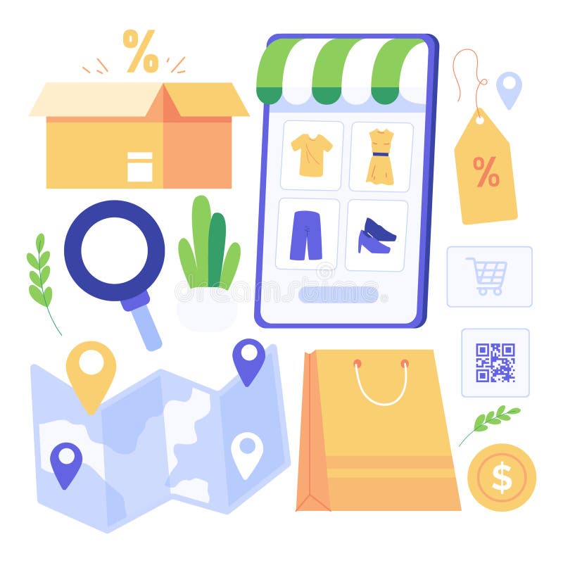 Shopping Online Concept. Flat Illustration of Shopping Online Concept ...