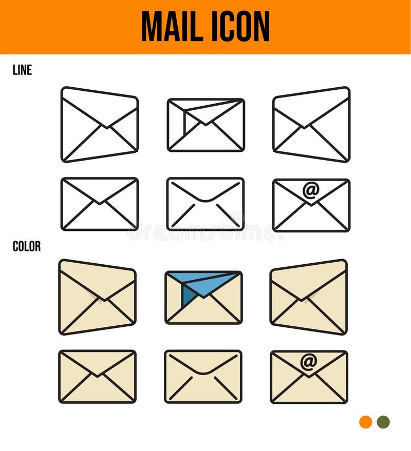 Mail Icon Set Design with Simple Style Stock Vector - Illustration of ...