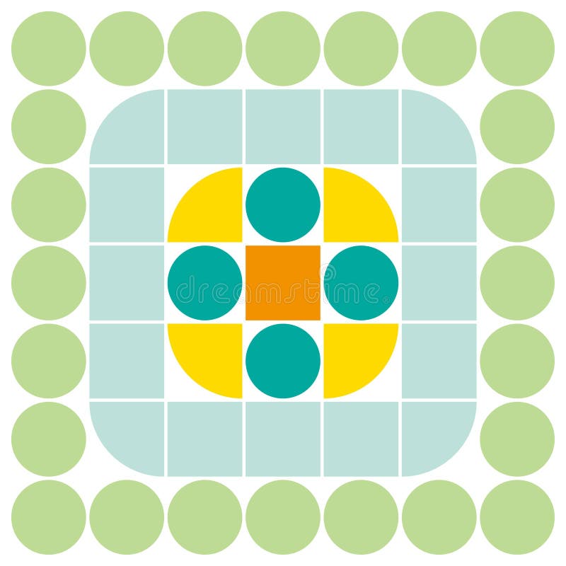 Seamless Geometric Pattern with Circles and Squares. Vector ...