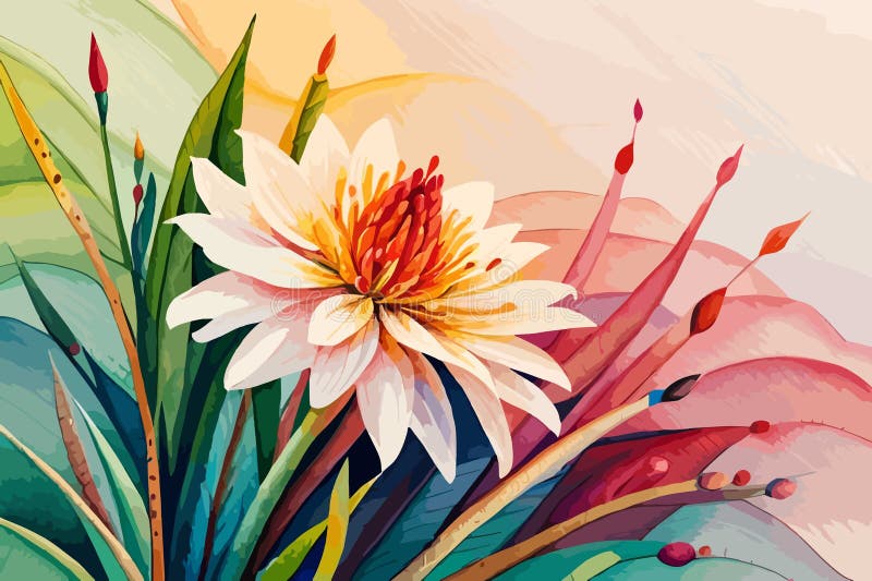 Ashoka Flower Watercolor Illustration Made with Ai Stock Vector ...