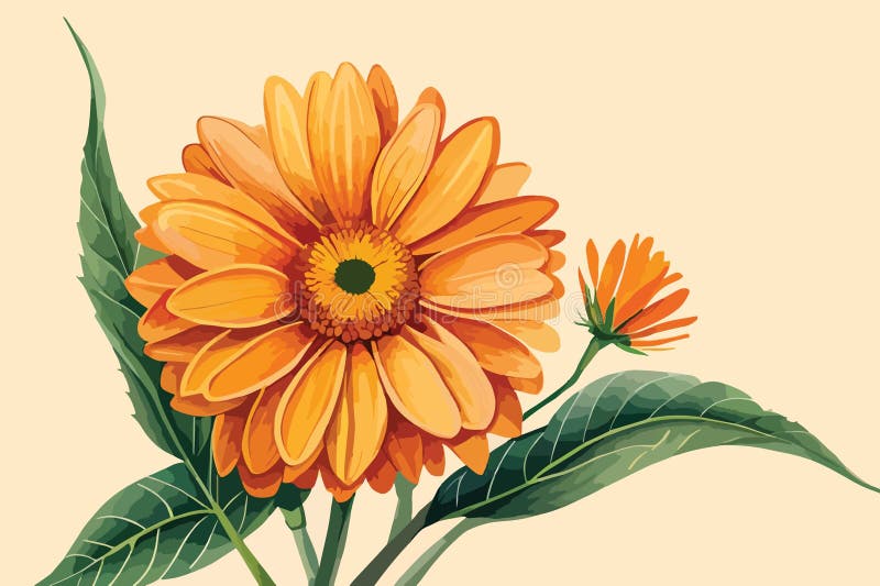Calendula Flower Watercolor Illustration Made with Ai Stock Vector ...