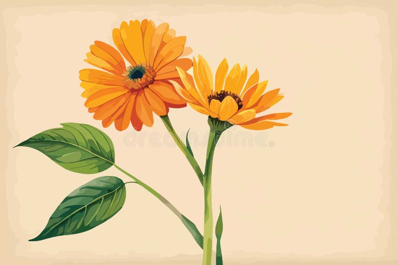 Calendula Flower Watercolor Illustration Made with Ai Stock Vector ...