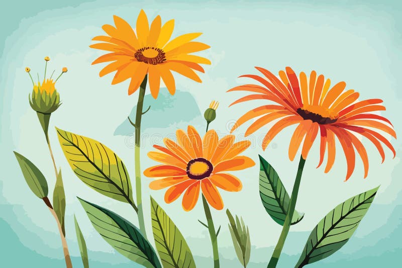 Calendula Flower Watercolor Illustration Made with Ai Stock Vector ...
