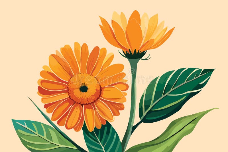 Calendula Flower Watercolor Illustration Made with Ai Stock Vector ...