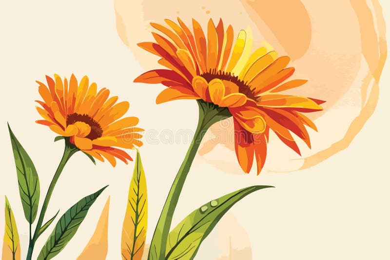 Calendula Flower Watercolor Illustration Made with Ai Stock Vector ...