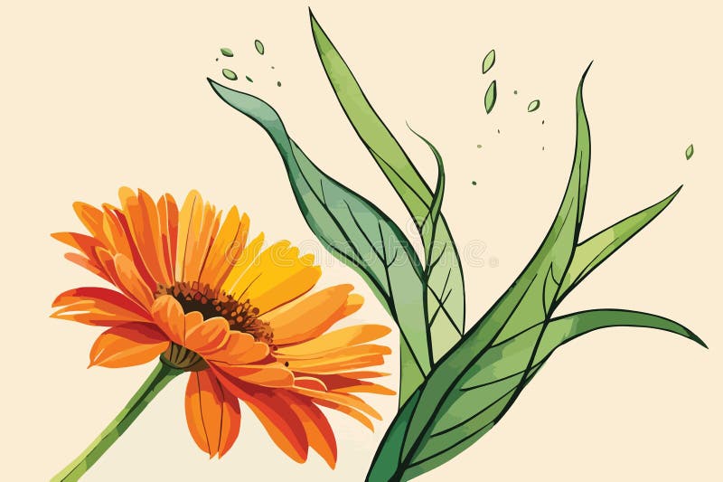 Calendula Flower Watercolor Illustration Made with Ai Stock Vector ...