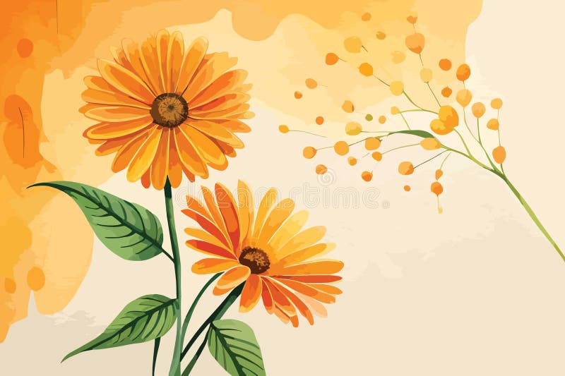 Calendula Flower Watercolor Illustration Made with Ai Stock Vector ...