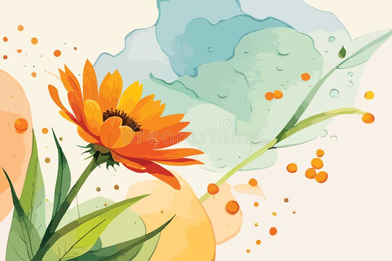 Calendula Flower Watercolor Illustration Made with Ai Stock Vector ...
