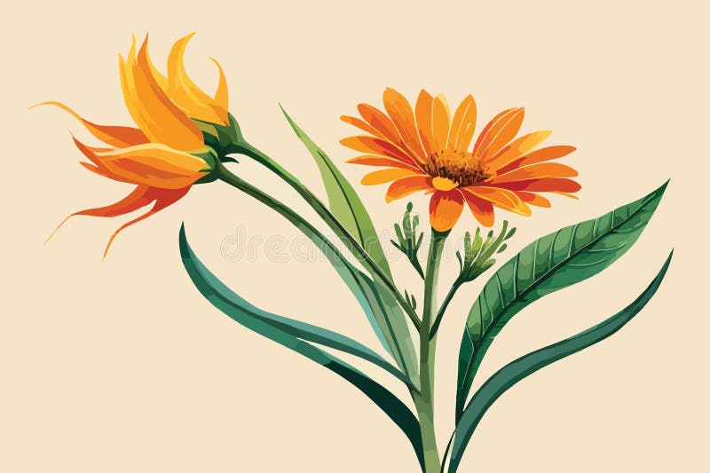 Calendula Flower Watercolor Illustration Made with Ai Stock Vector ...