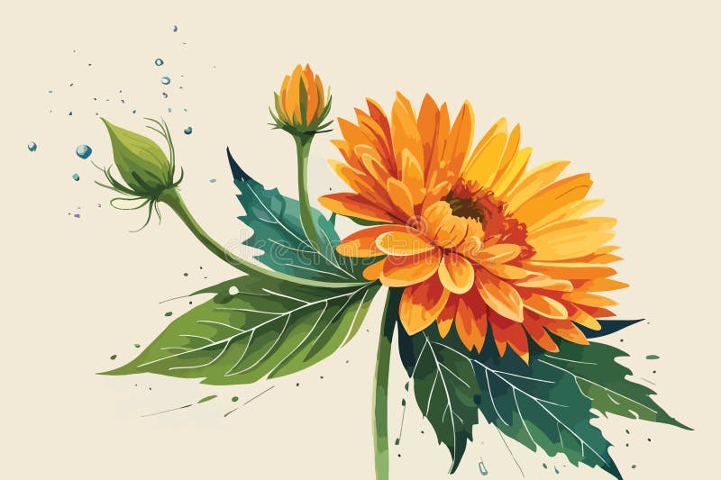 Calendula Flower Watercolor Illustration Made with Ai Stock Vector ...