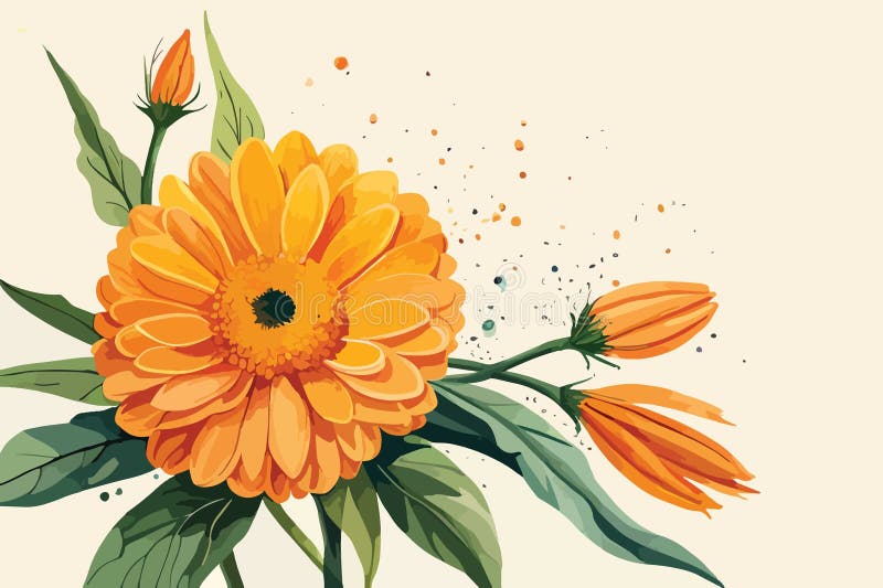 Calendula Flower Watercolor Illustration Made with Ai Stock Vector ...