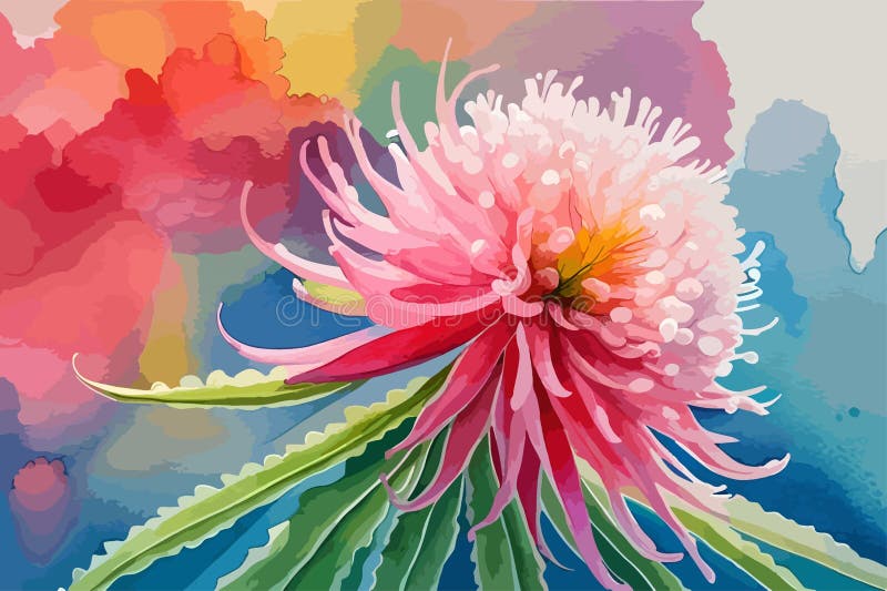 Cockscomb Flower Watercolor Illustration Made with Ai Stock Vector ...