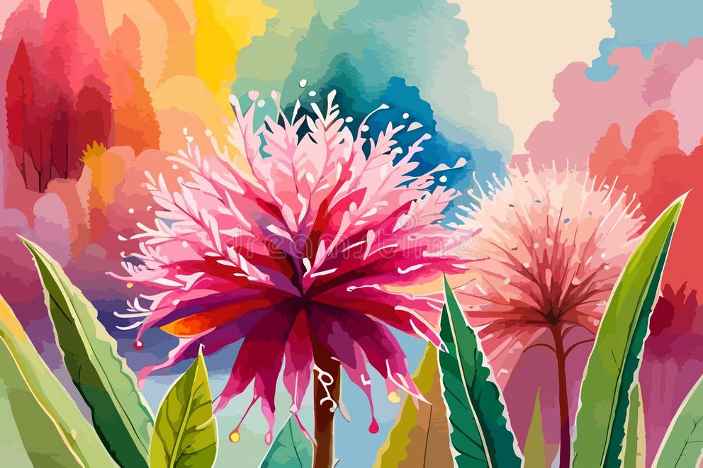 Cockscomb Flower Watercolor Illustration Made with Ai Stock Vector ...