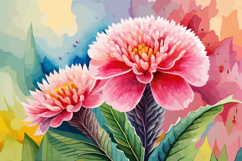 Cockscomb Flower Watercolor Illustration Made with Ai Stock Vector ...