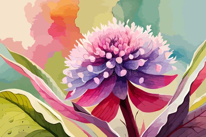 Cockscomb Flower Watercolor Illustration Made with Ai Stock Vector ...