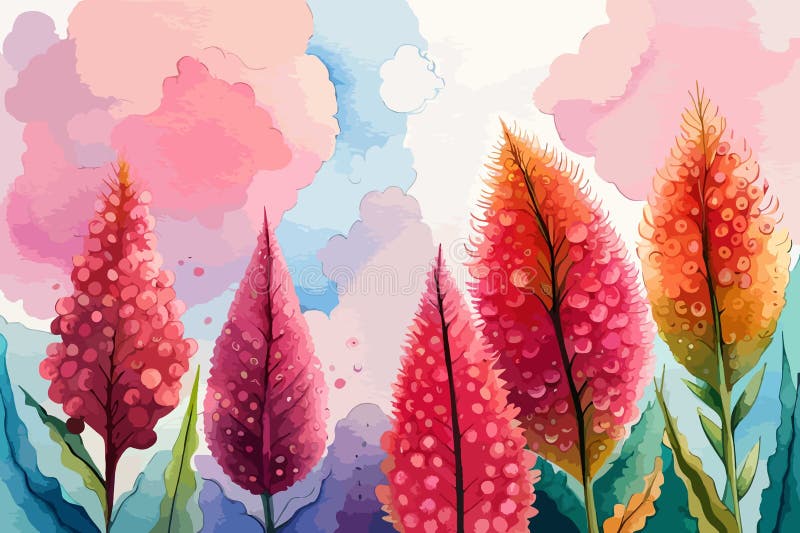 Cockscomb Flower Watercolor Illustration Made with Ai Stock Vector ...