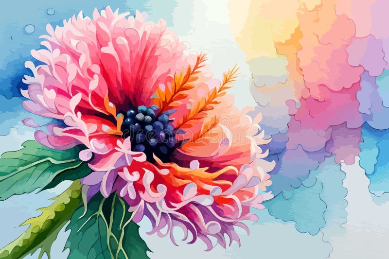 Cockscomb Flower Watercolor Illustration Made with Ai Stock Vector ...