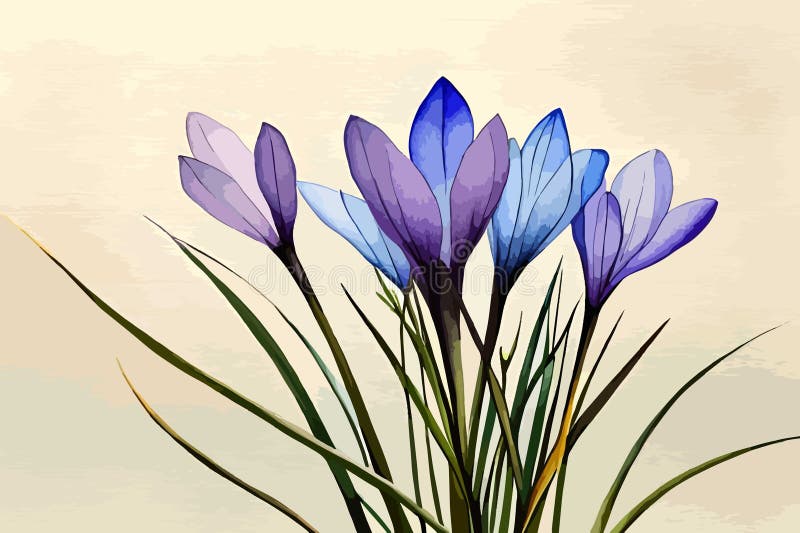 Crocus Flower Watercolor Art and Illustration Created with Ai Stock ...