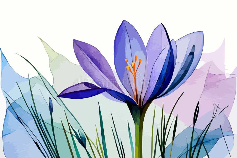 Crocus Flower Watercolor Art and Illustration Created with Ai Stock ...