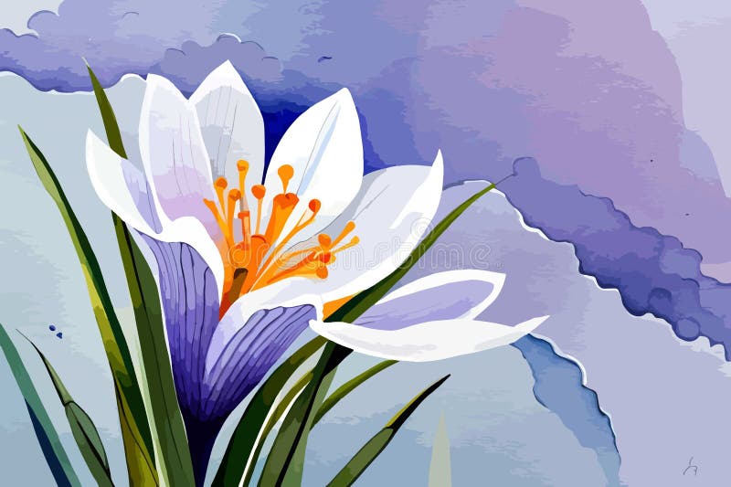 Crocus Flower Watercolor Art and Illustration Created with Ai Stock ...