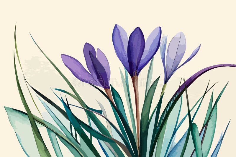 Crocus Flower Watercolor Art and Illustration Created with Ai Stock ...