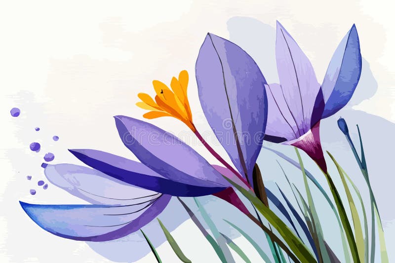 Crocus Flower Watercolor Art and Illustration Created with Ai Stock ...