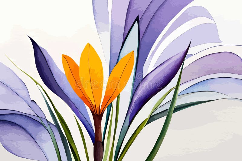 Crocus Flower Watercolor Art and Illustration Created with Ai Stock ...